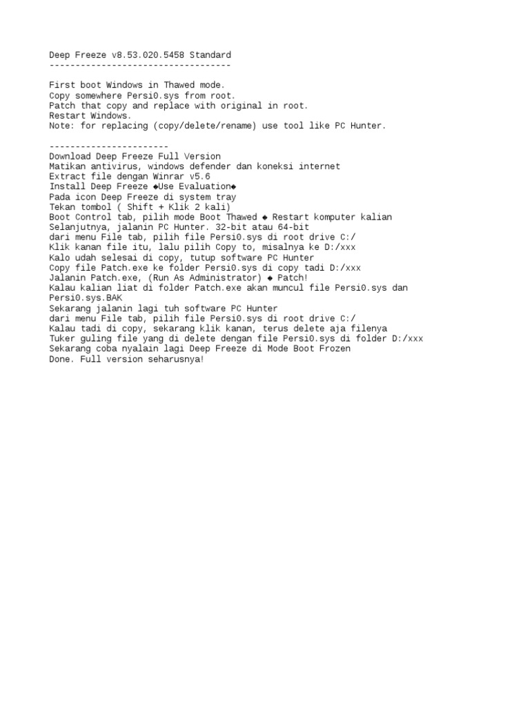 Read Me Deep Freeze | PDF