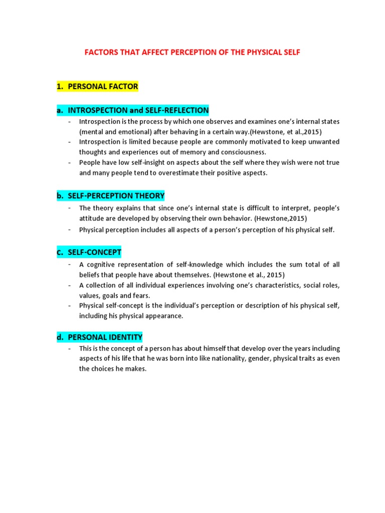 Factors | PDF | Self Concept | Identity (Social Science)