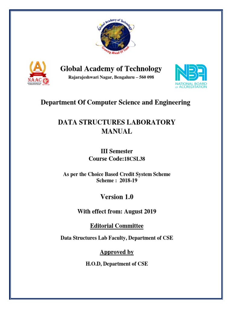 Data Structures Laboratory Manual: Version 1.0 | PDF | Engineering ... Data Structures Laboratory Manual: Version 1.0 | PDF | Engineering ...