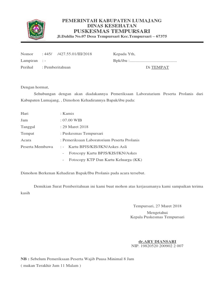 SURAT Prolanis | PDF