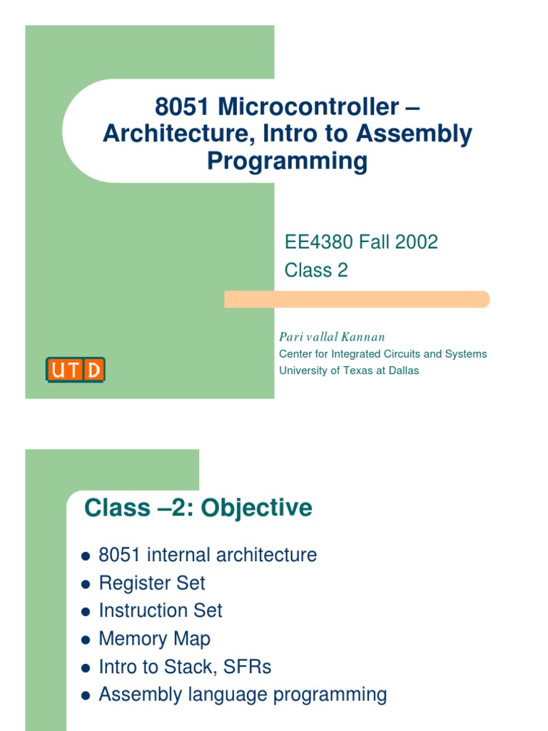 8051 Microcontroller - Architecture, Intro To Assembly Programming | PDF | Assembly Language ...