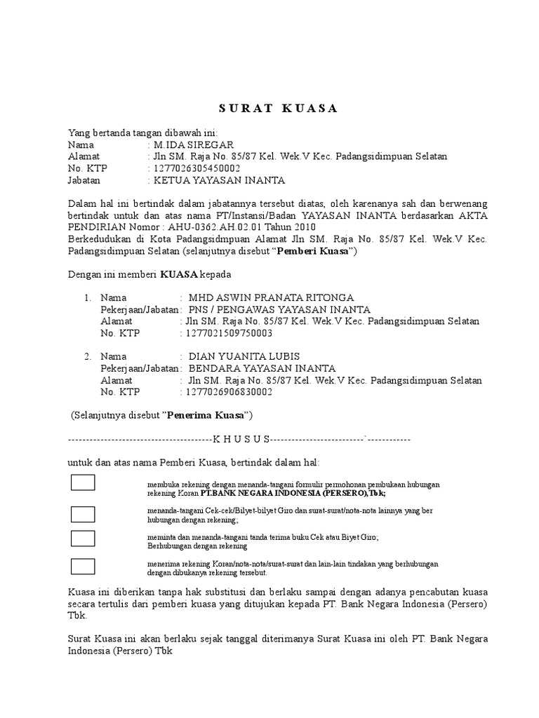 Surat Kuasa Giro | PDF
