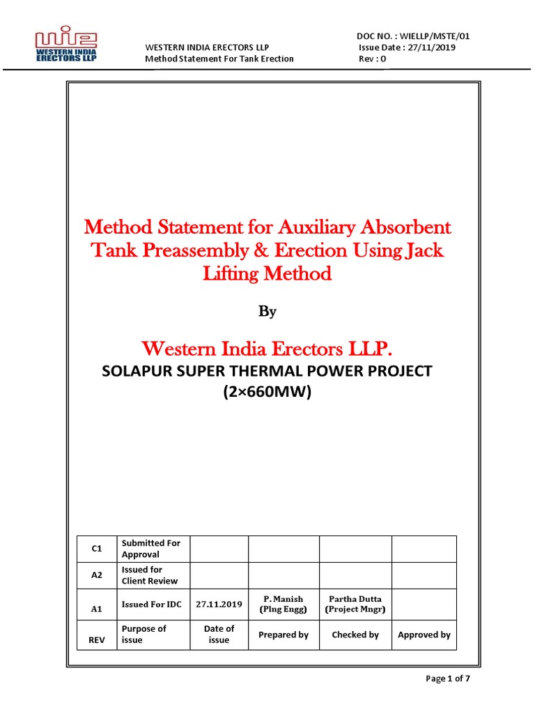 Lifting and Erecting an Auxiliary Absorbent Tank Using the Jack Lifting Method | PDF | Elevator ...