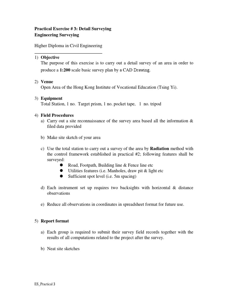 ES Practical 3 Detail Surveying | PDF | Technology & Engineering