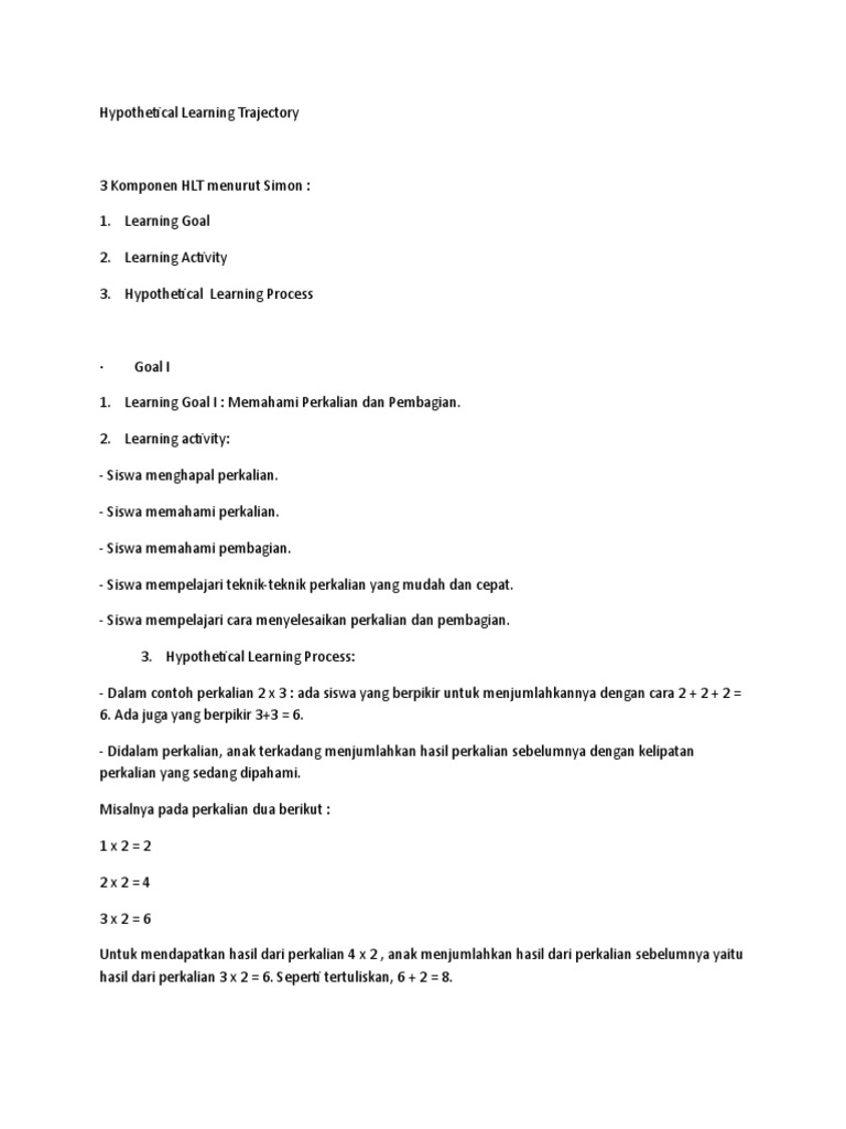 Memahami Konsep Dasar Matematika melalui Hypothetical Learning Trajectory | PDF