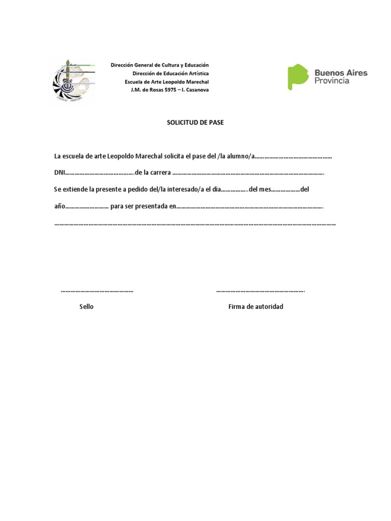 Solicitud de Pase | PDF