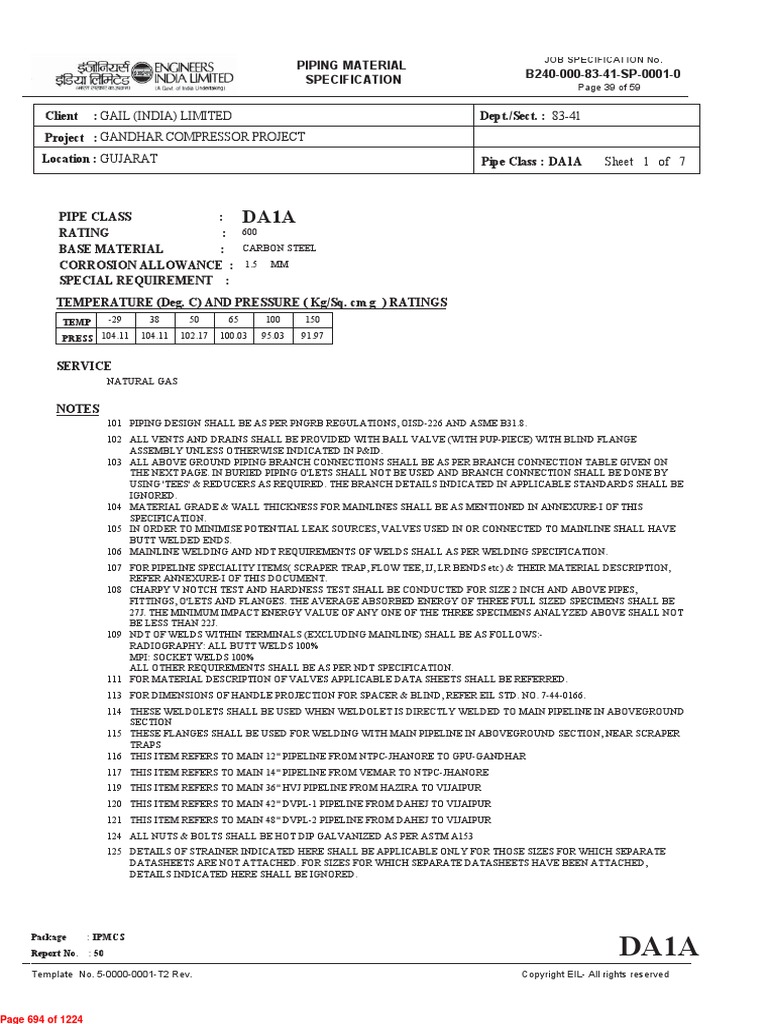 Eil PMS | PDF | Pipe (Fluid Conveyance) | Gases