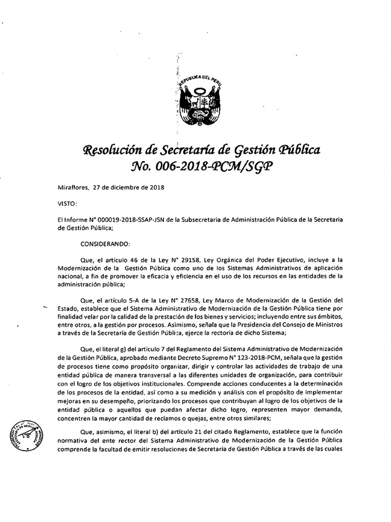 RSGP N 006 2018 PCM SGP | PDF