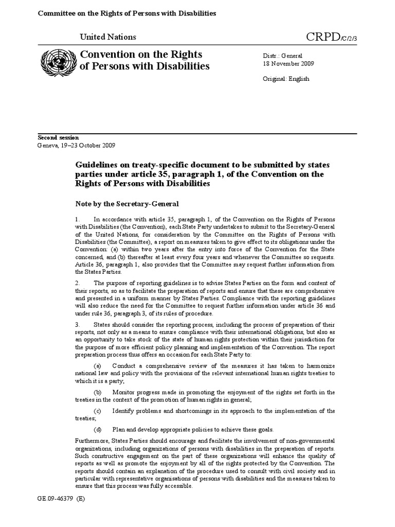 UN-CRPD Reporting Guidelines | PDF | Accessibility | Disability