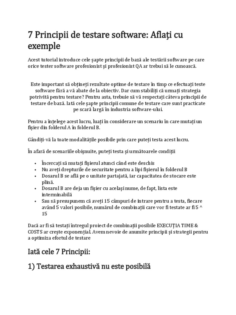 Principii Testare | PDF