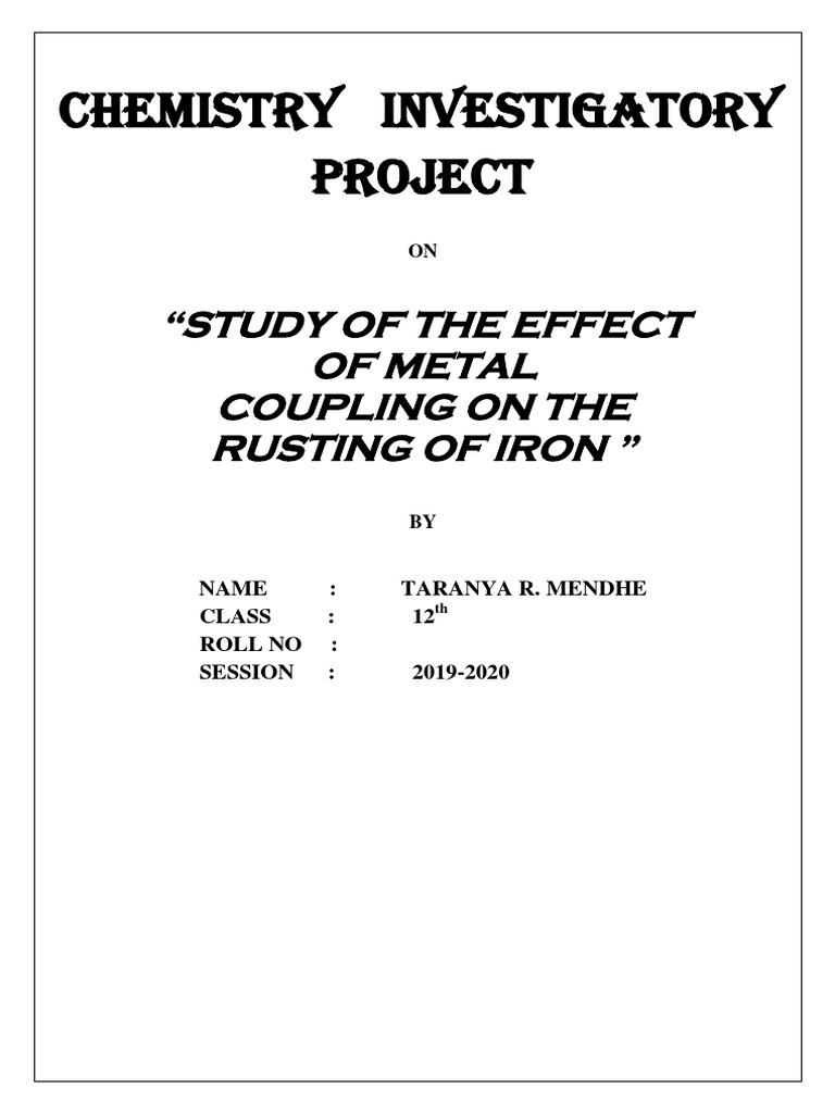 Rusting Of Iron Project