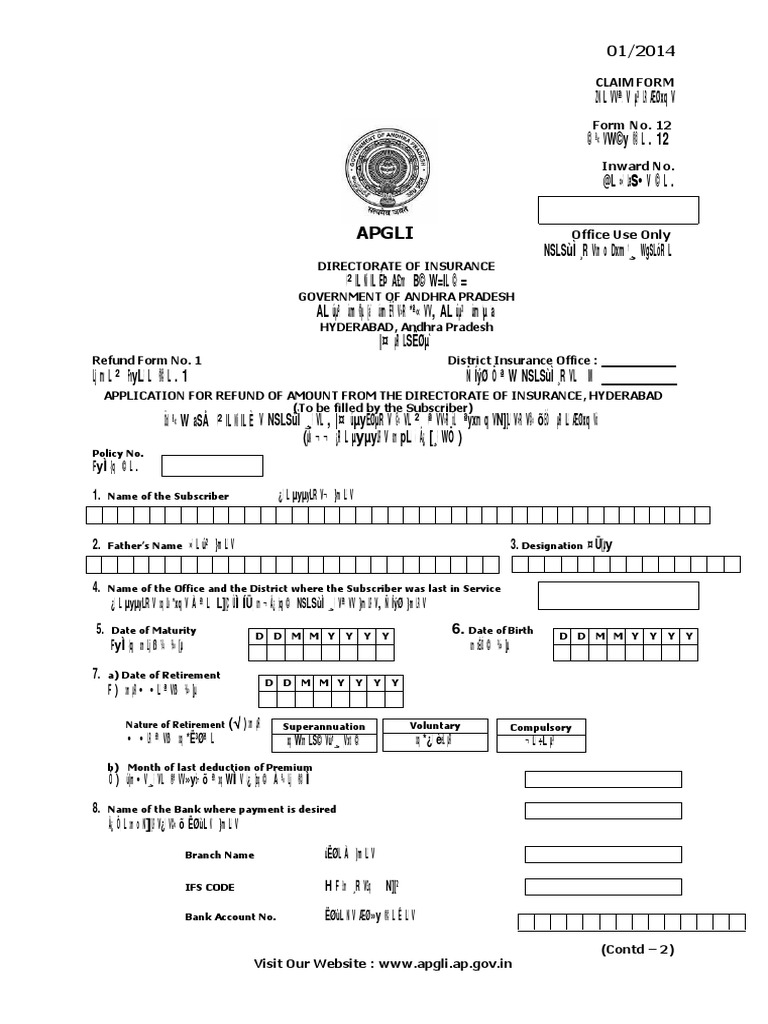 APGLI Refund Form (Other Than Death Claim) | PDF | Personal Finance ...