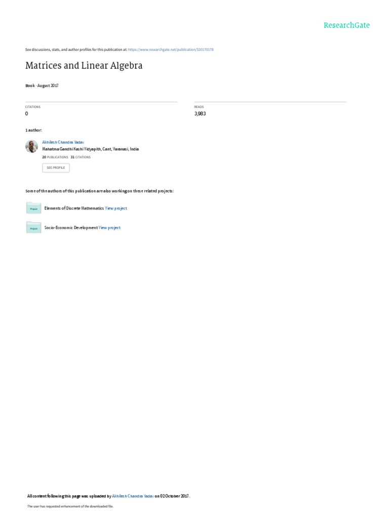 Matrices and Linear Algebra | PDF | Linear Algebra | Matrix (Mathematics)