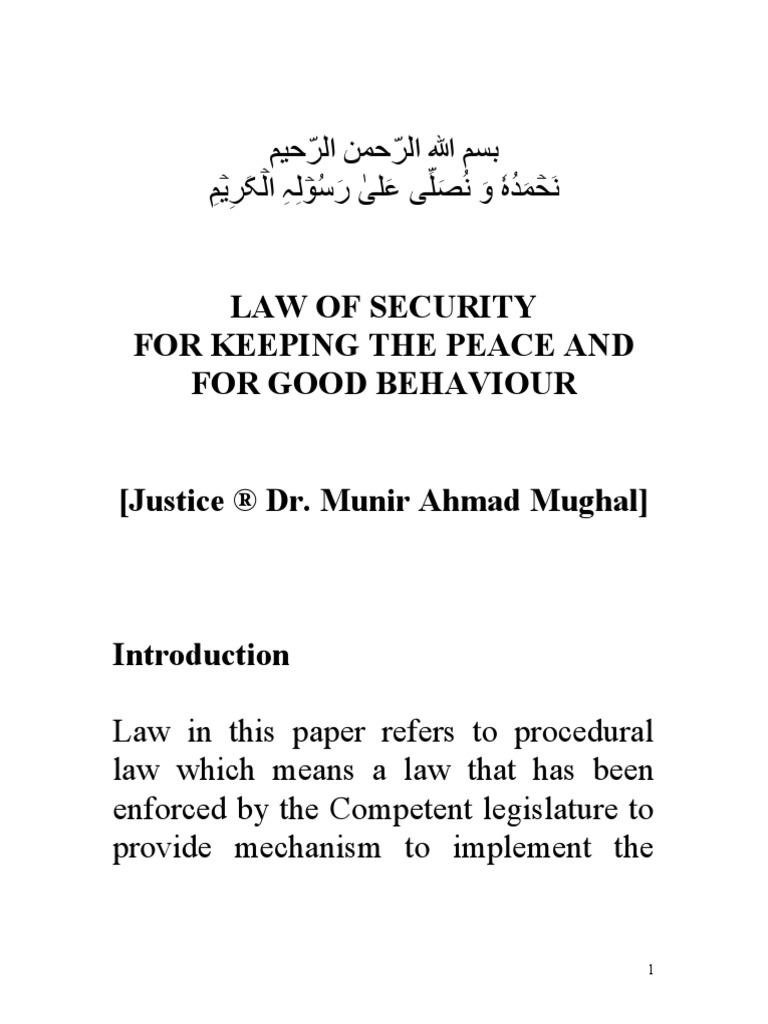Law of Security For Keeping The Peace An PDF | PDF | Bail | Criminal ...