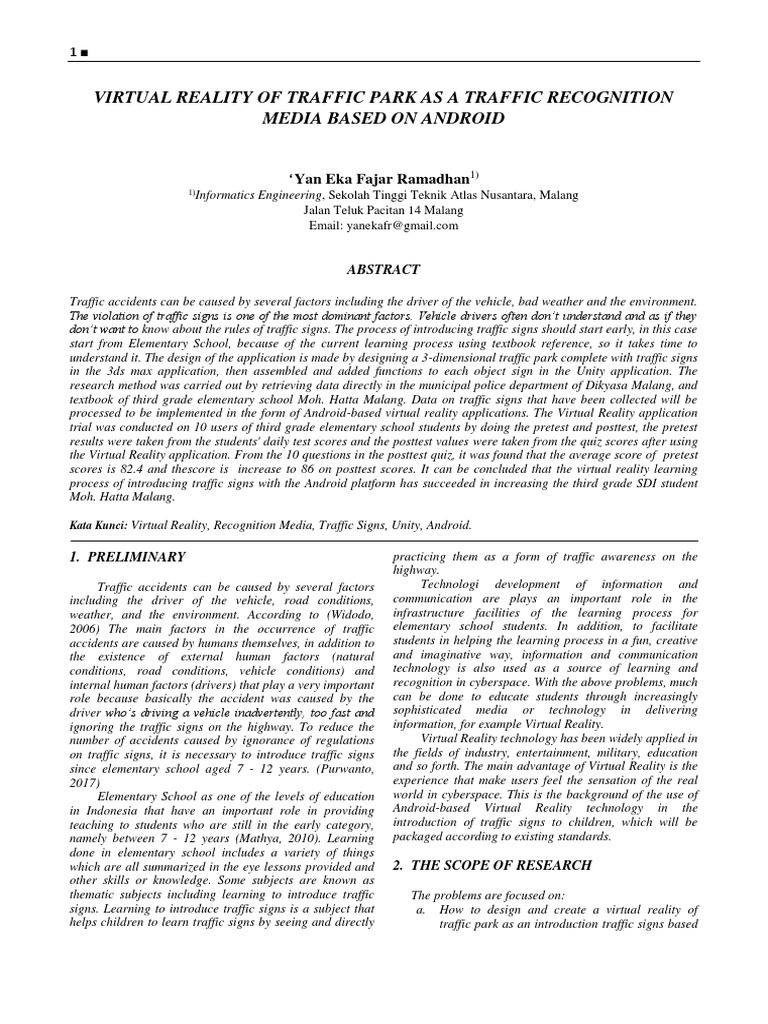 Jurnal Virtual Reality Rambu Lalu Lintas (English Version) | PDF | Unity (Game Engine) | 3 D ...