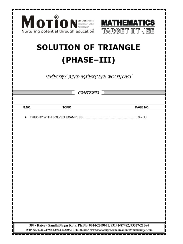 Solution of Triangles PDF | PDF | Sine | Trigonometric Functions