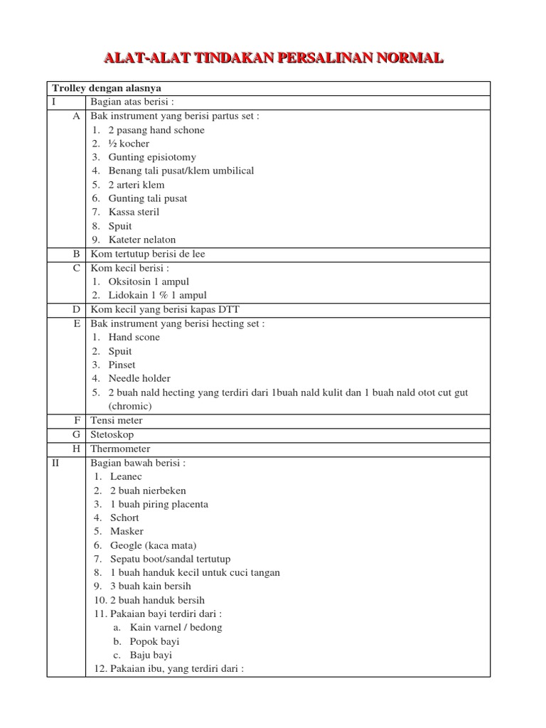 Alat-Alat Pertolongan Persalinan | PDF