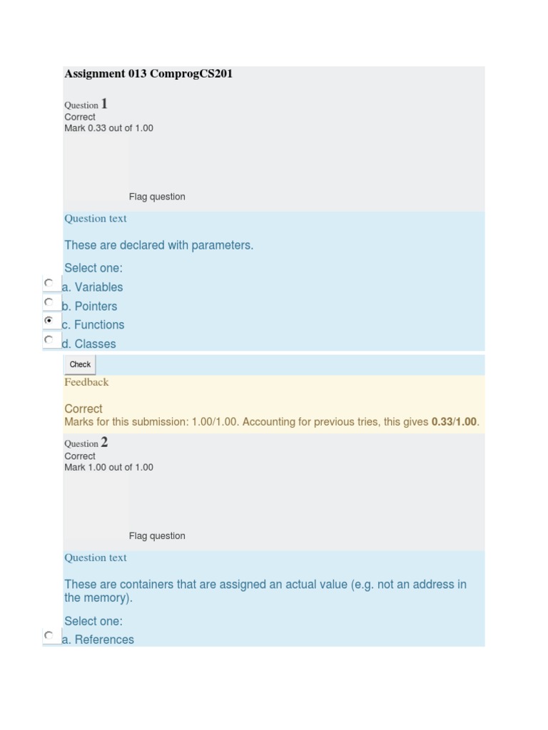 Assignment 013 Comprogcs201 Pdf Pointer Computer Programming Variable Computer Science