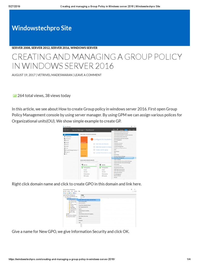 Windows Server 2016: Group Policy Guide | PDF | Group Policy | Active ...