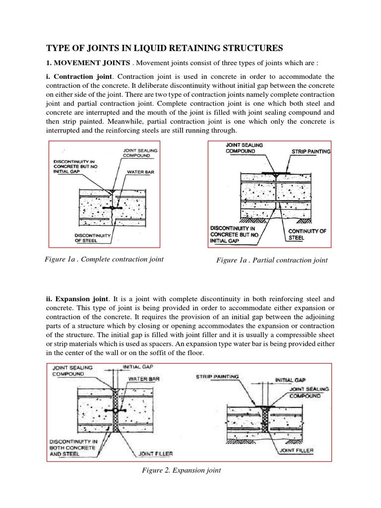 Type of Joints in Liquid Retaining Structures | PDF | Concrete ...