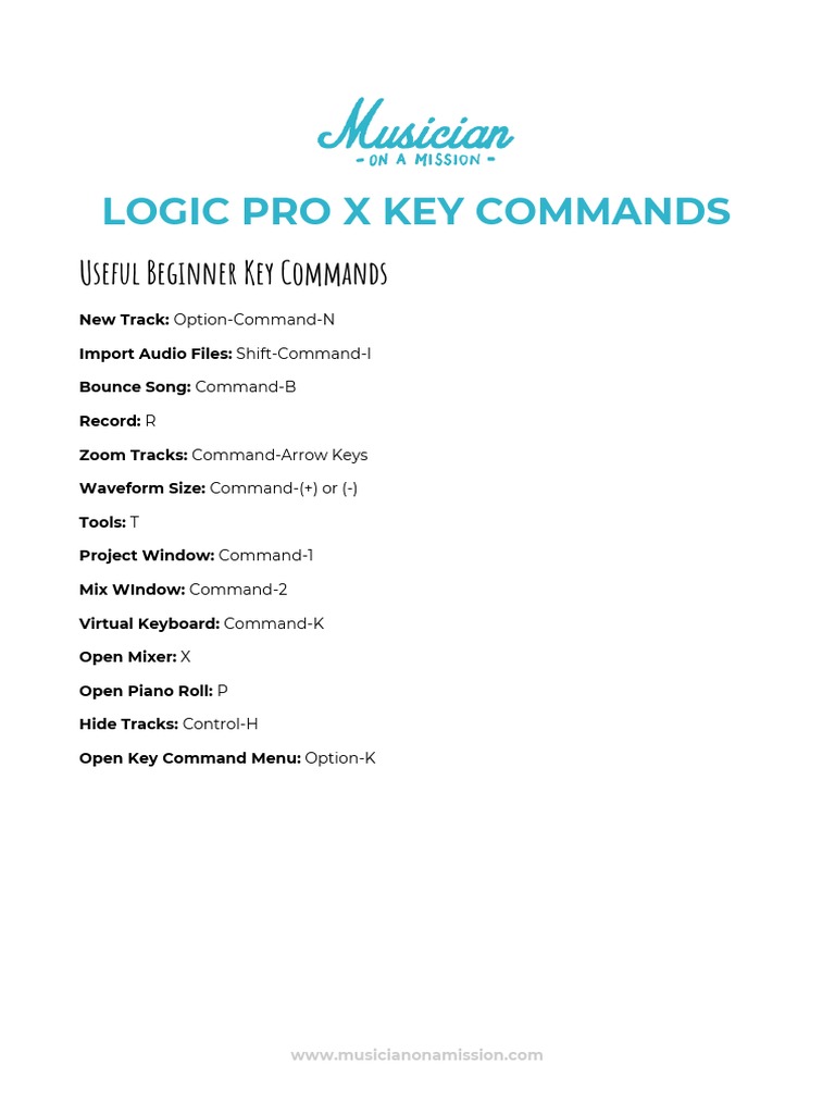 Logic Pro X Key Commands & Plugins | PDF | Equalization (Audio ...