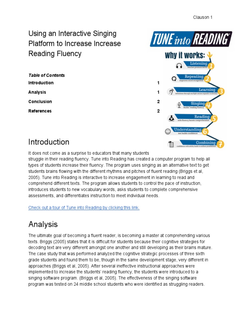 Tune Into Reading | PDF | Fluency | Computer Program