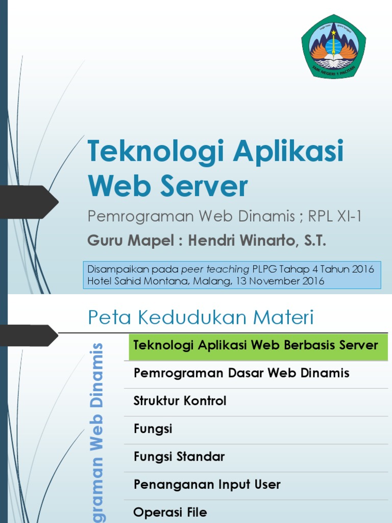 Materi Teknologi Aplikasi Web Server Hendri Winarto RPL SMKN 1 Pacitan ...