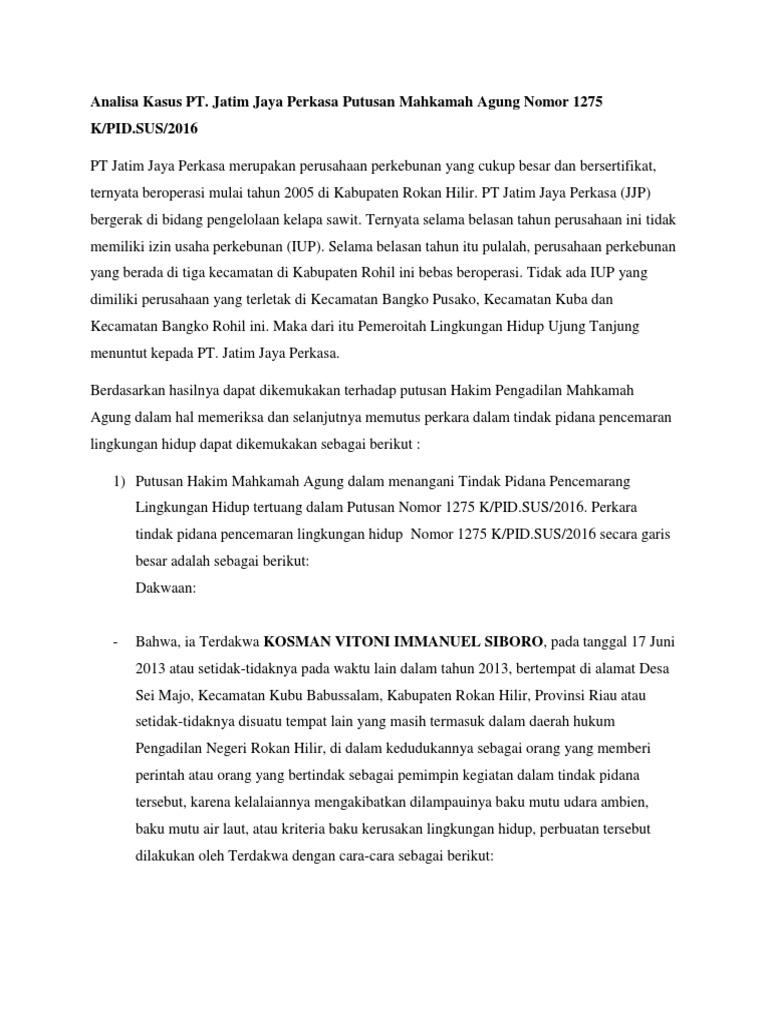 Analisa Putusan Hukling | PDF