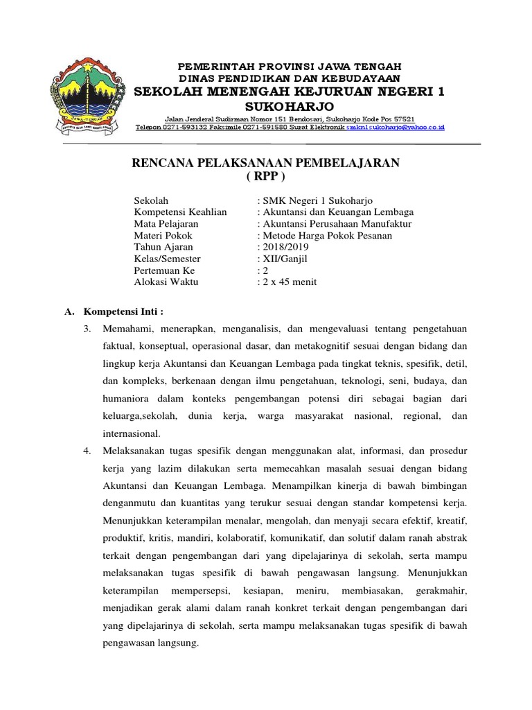 Contoh RPP Problem Based Learning | PDF