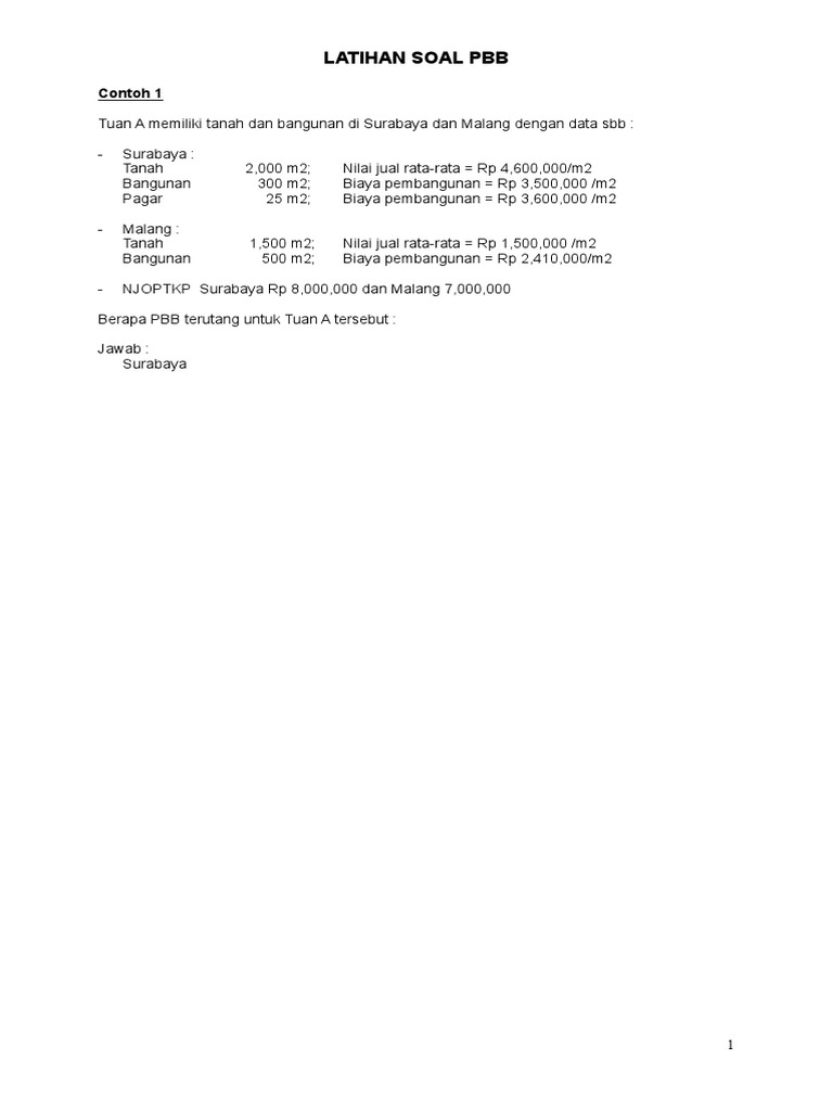 Latihan Soal PBB BPHTB | PDF