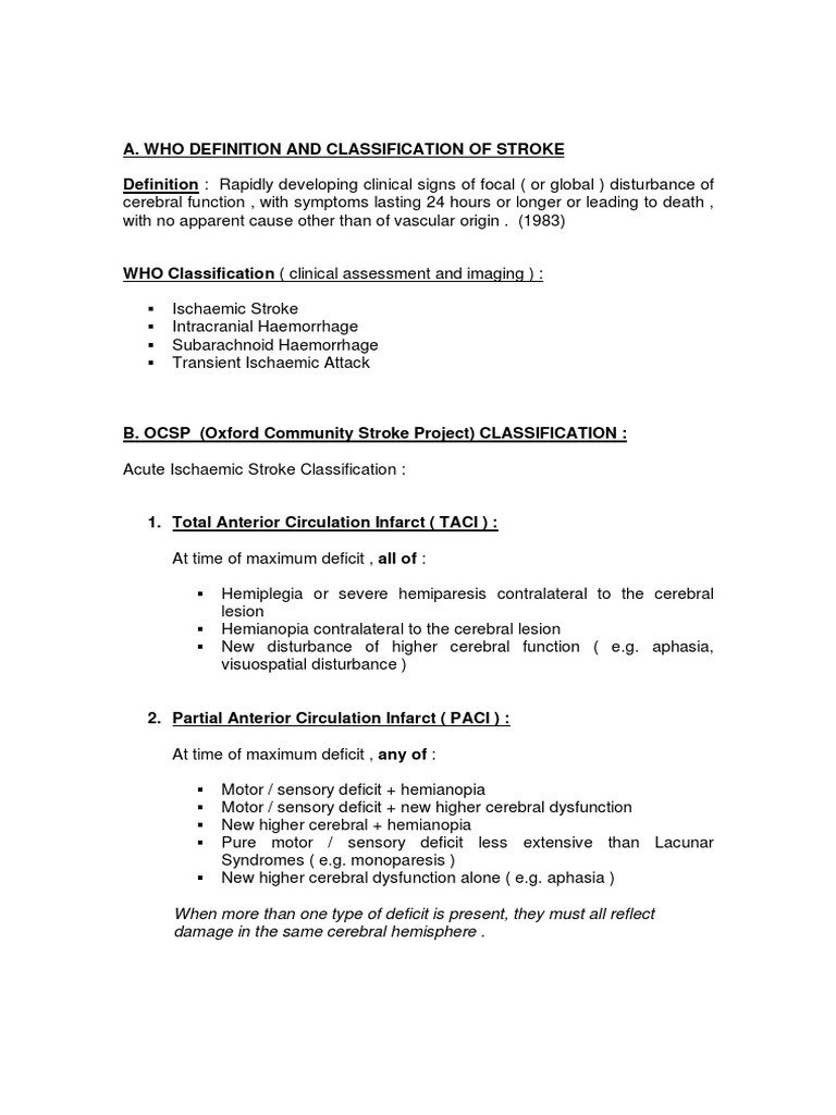 Classification of Stroke | PDF | Stroke | Vascular Diseases