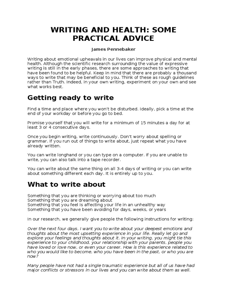 Pennebaker Writing and Health | PDF | Psychology | Clinical Psychology