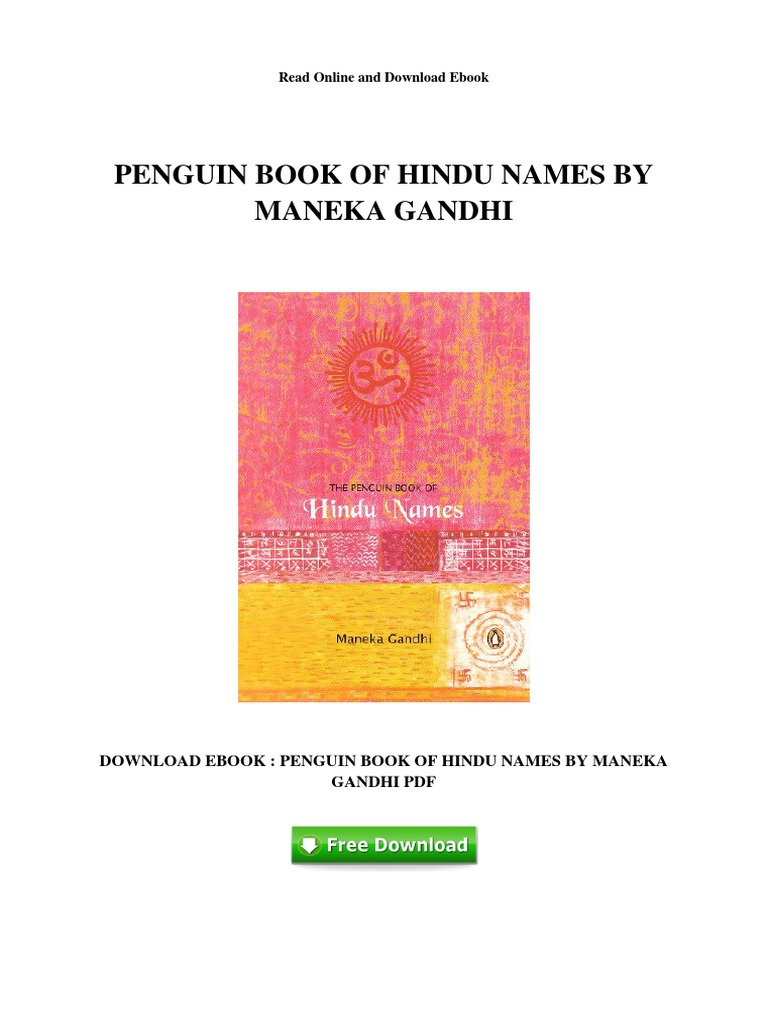 Penguin Book of Hindu Names by Maneka Gandhi | Download Free PDF ...