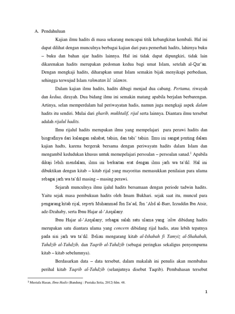 Studi Ilmu Hadits dan Rijalul Hadits | PDF | Agama & Spiritualitas