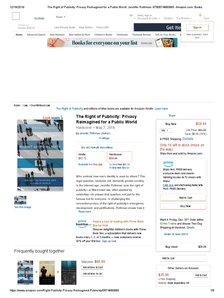 The Right of Publicity - Privacy Reimagined For A Public World ...