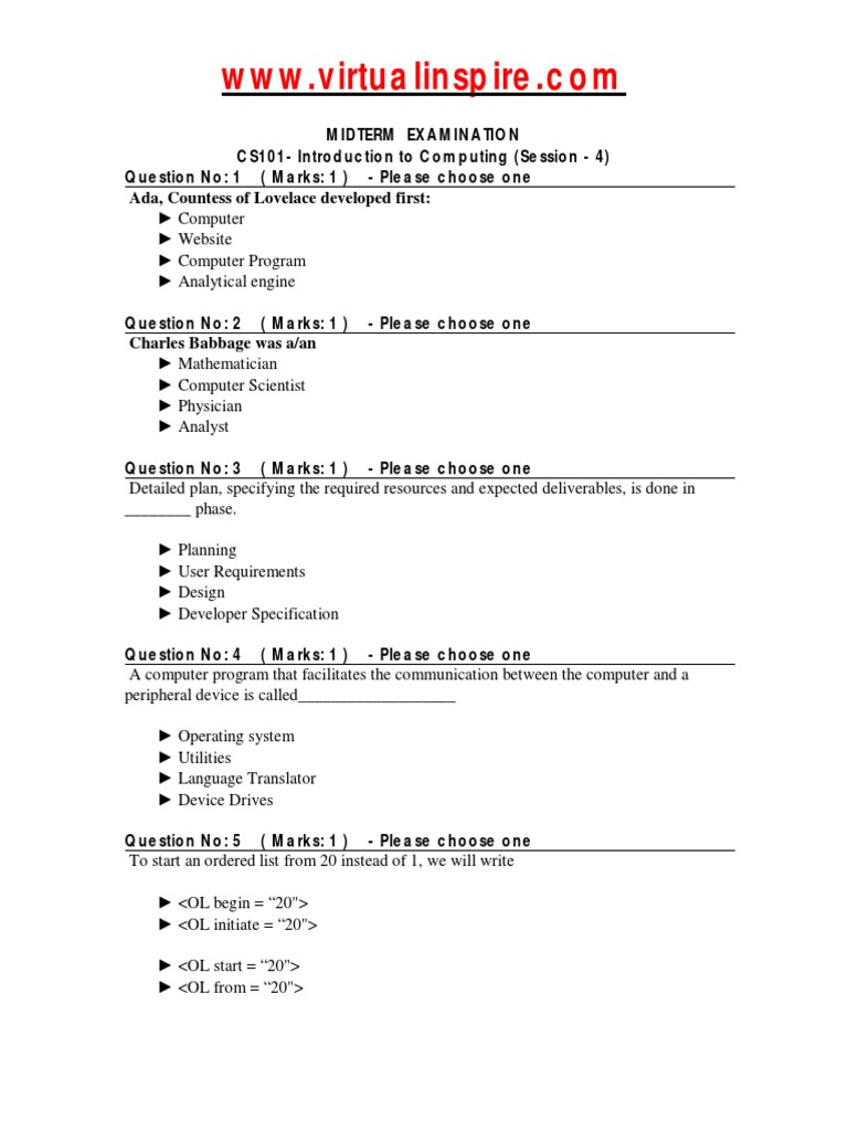 Cs101-Latest Midterm Paper 10 PDF | PDF | Computer Hardware | Operating ... Cs101-Latest Midterm Paper 10 PDF | PDF | Computer Hardware | Operating ...