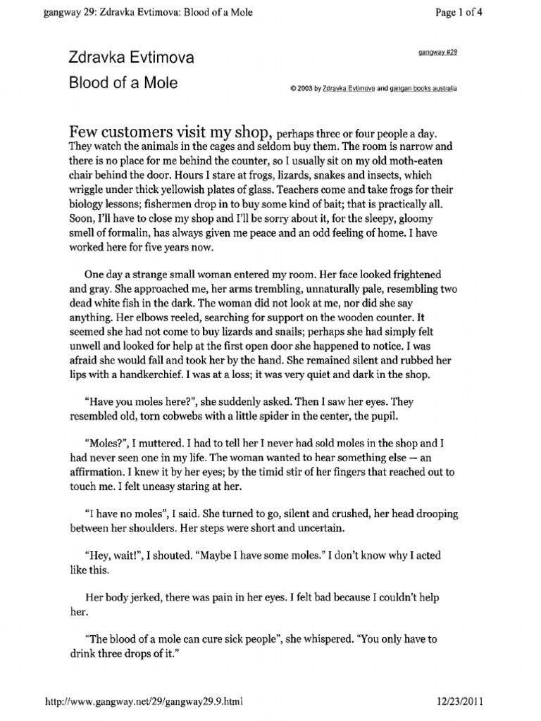 F - Evtimova-Blood of A Mole | PDF