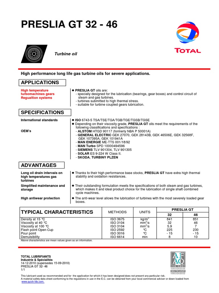 Total Preslia GT46 PDF | PDF | Motor Oil | Engineering