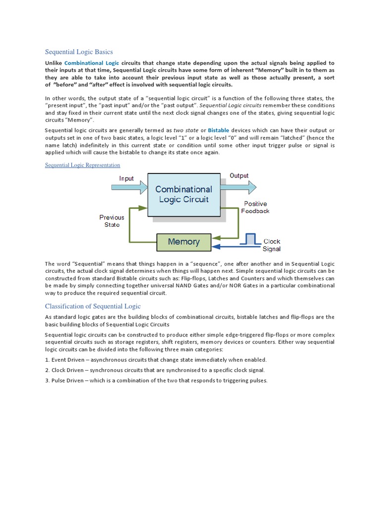 Sequential Logic Basics Pdf Logic Gate Electronic Design
