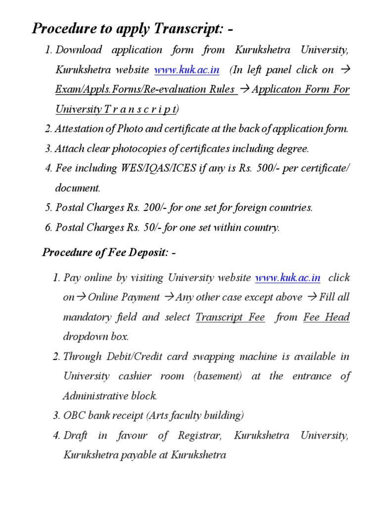 Transcript Form Kurukshetra University | PDF
