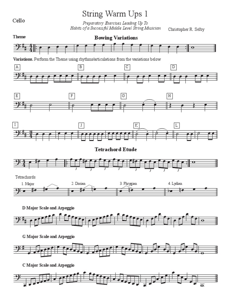 String Warm Ups 1 - Cello | PDF