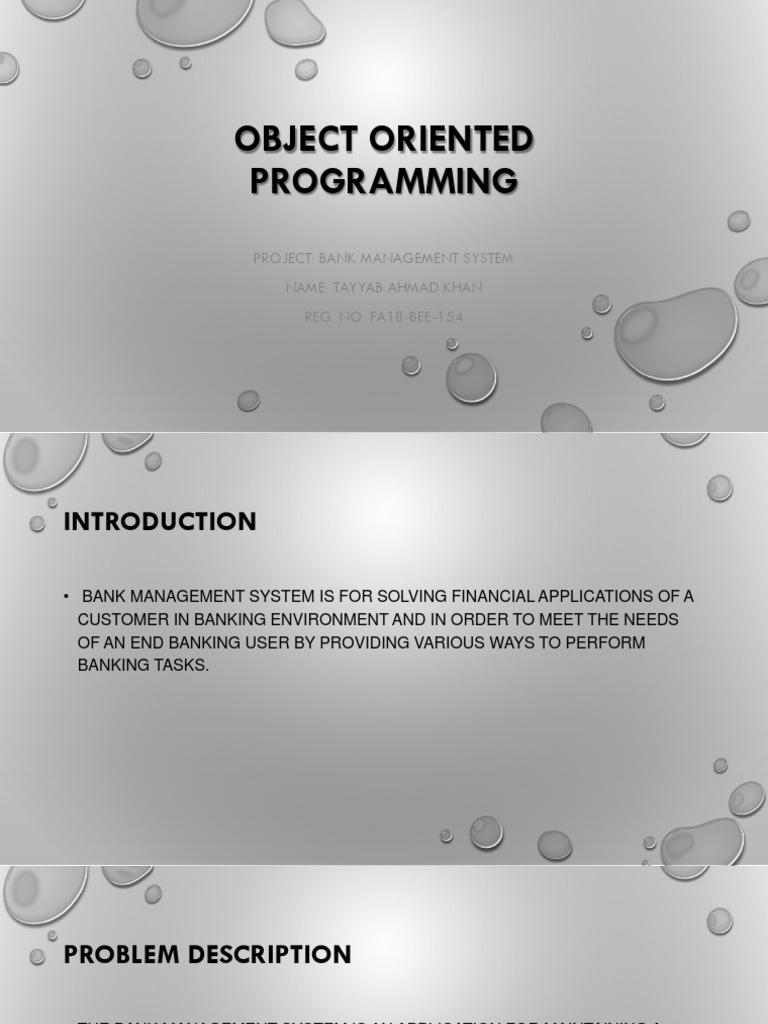 Presentation On Banking Management System OOP | PDF