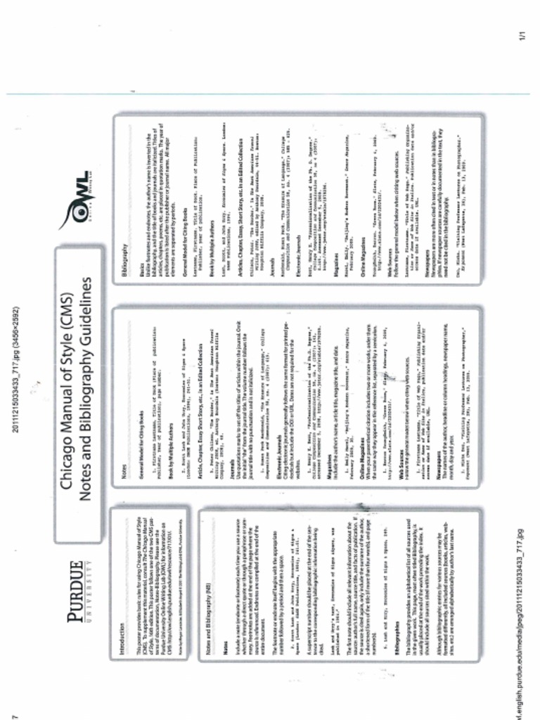 Chicago Manual of Style Cheat Sheet PDF | PDF