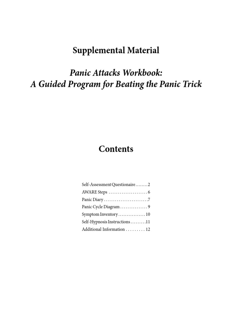 Panic Attacks Workbook | Download Free PDF | Phobia | Agoraphobia