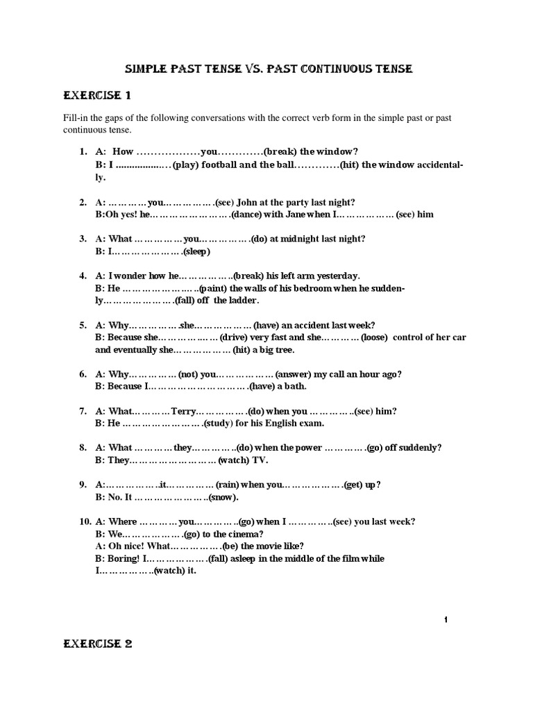 Simple Past Tense Vs Past Cont | PDF | Language Mechanics | Cognitive ...