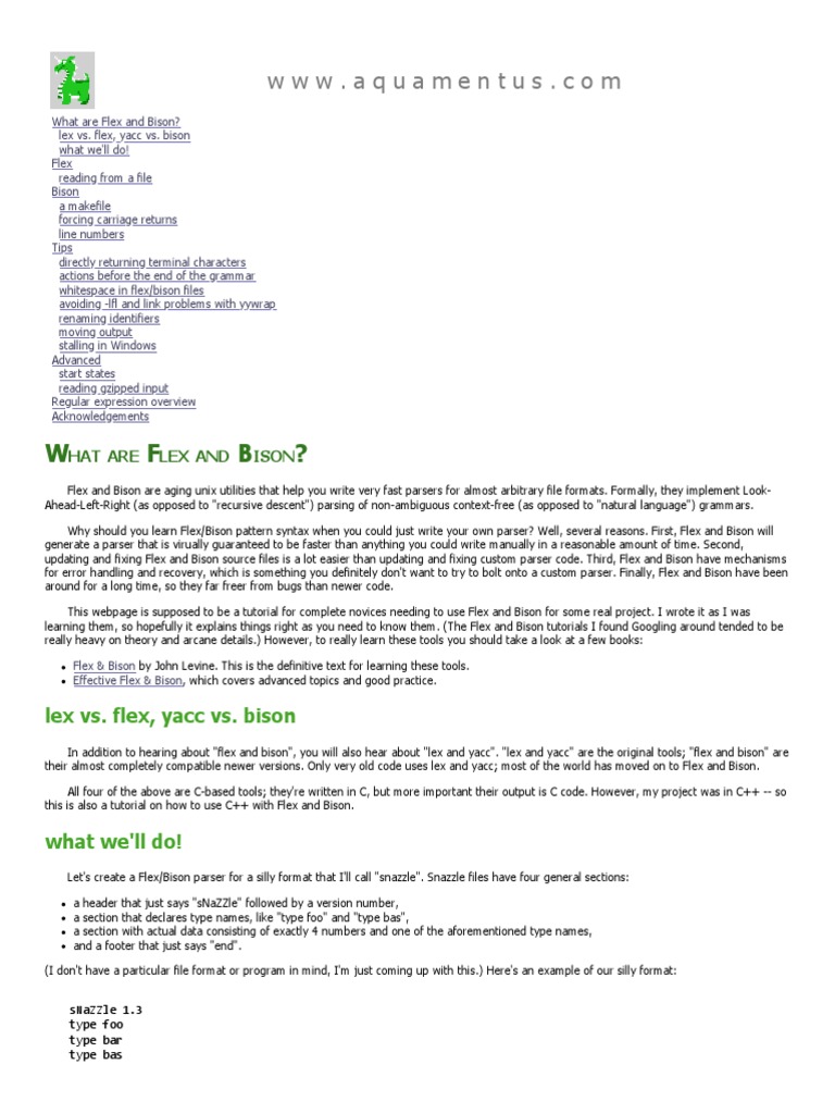 Flex and Bison | PDF | Parsing | Implementation