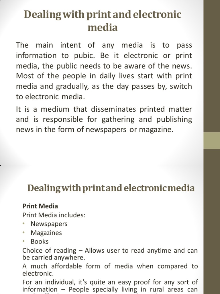 Dealing With Print and Electronic Media | PDF | Newspapers | Mass Media