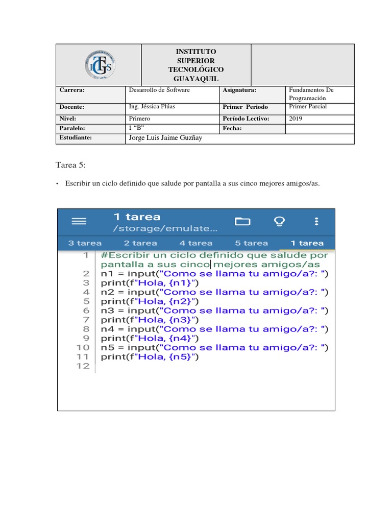 Ejercicio Utilizando Python | PDF