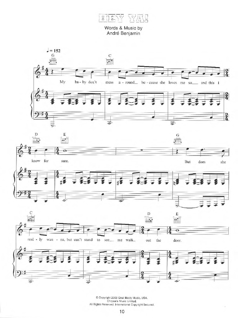 Outkast Hey Ya Piano Sheet | PDF