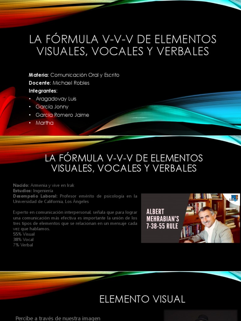 La Fórmula V-V-V de Elementos Visuales, Vocales | PDF